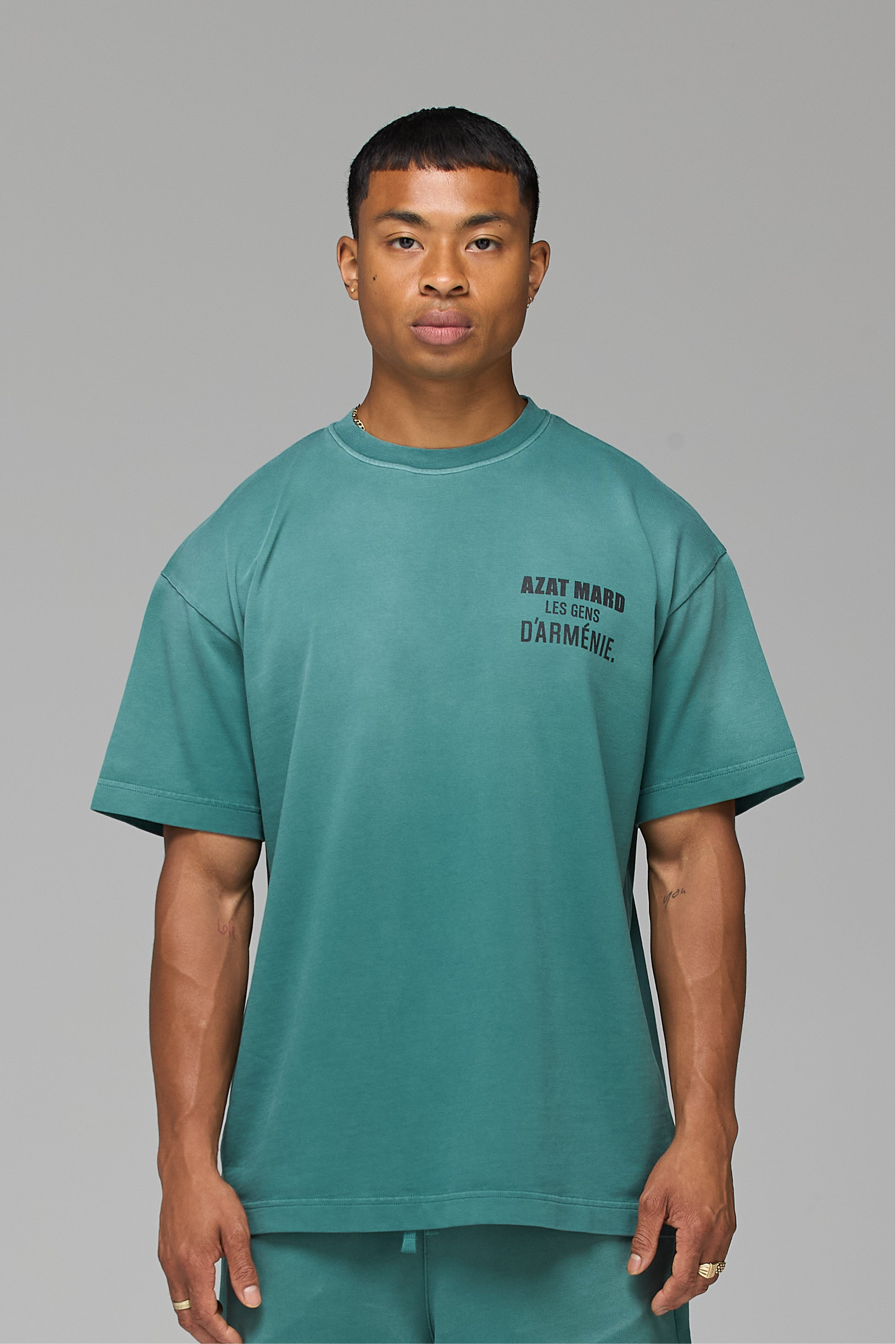 LES GENS WASHED GREEN T-SHIRT | Azat Mard